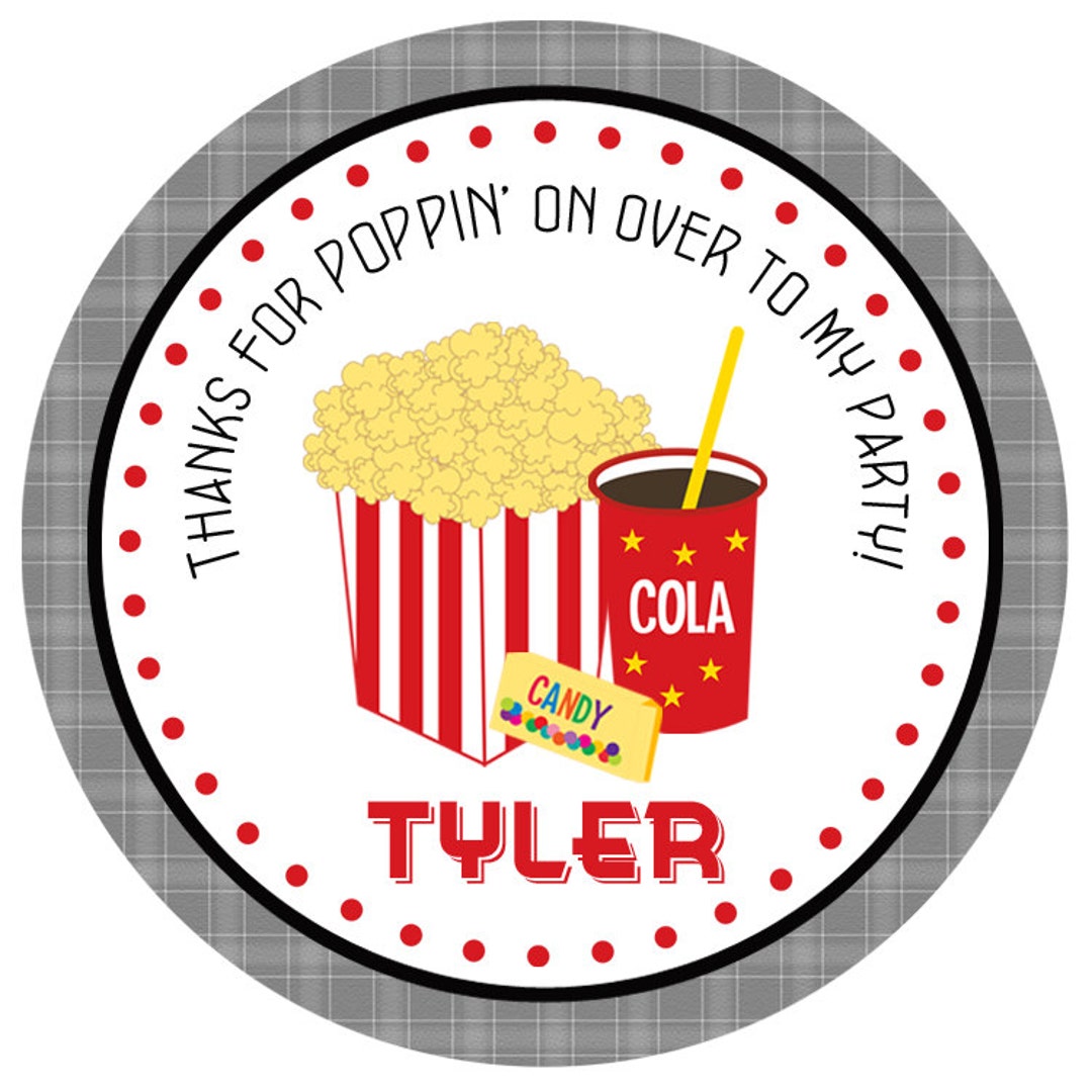 Movie Birthday Party Sticker Movie Party Sticker Movie Party Goody Bay ...