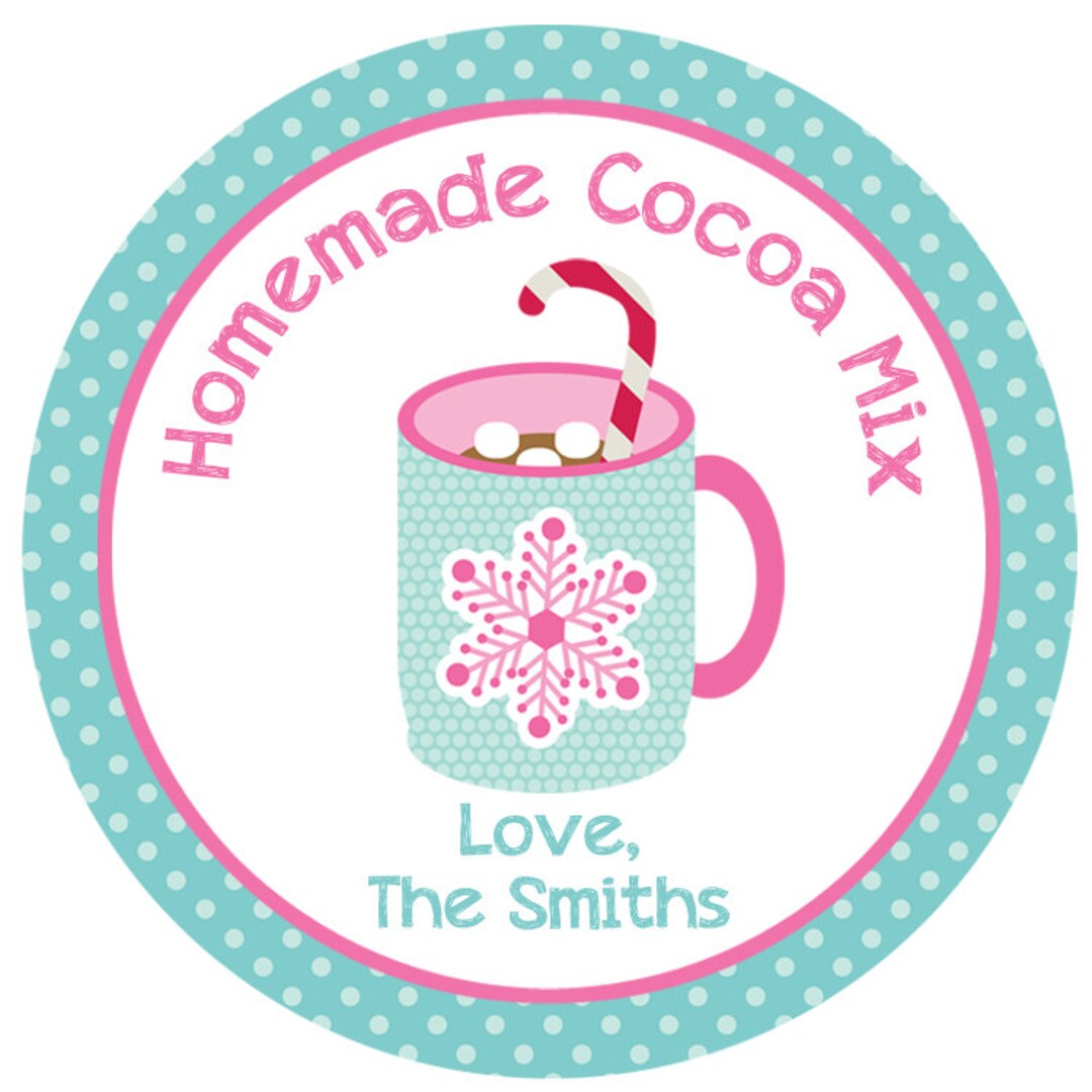 Hot Cocoa Mix Sticker Hot Chocolate Sticker Hot Chocolate Gift Tag ...