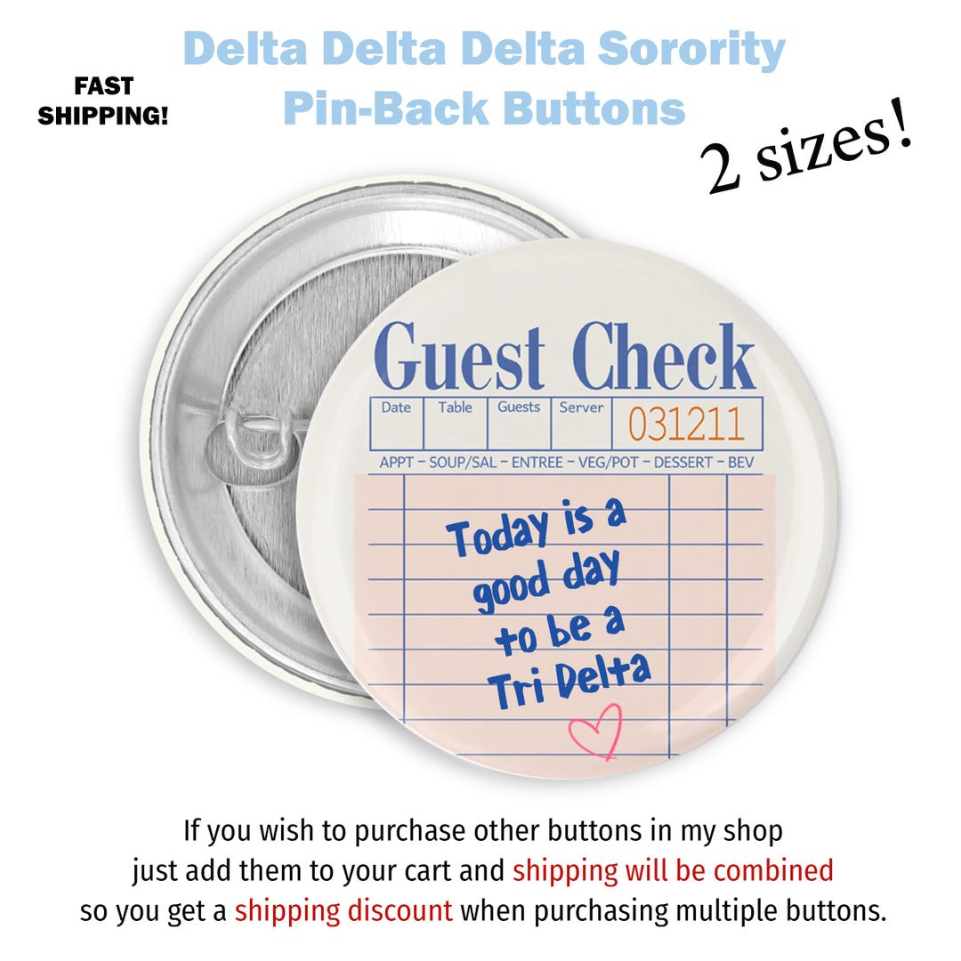 Delta Delta Delta Pin-back Button Tri Delta Sorority Game Day Button - Etsy