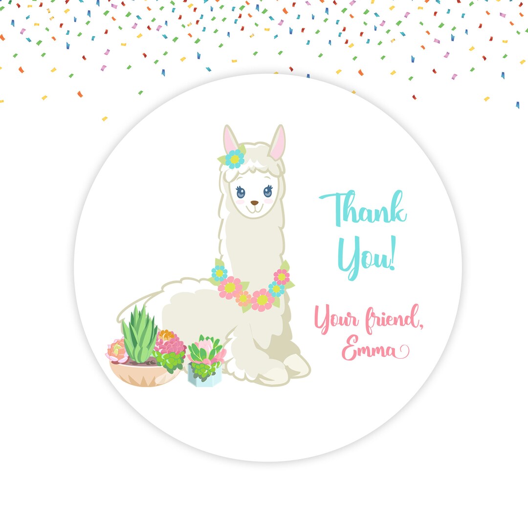Llama Sticker Llama Birthday Party Sticker Llama Favor Tag - Etsy