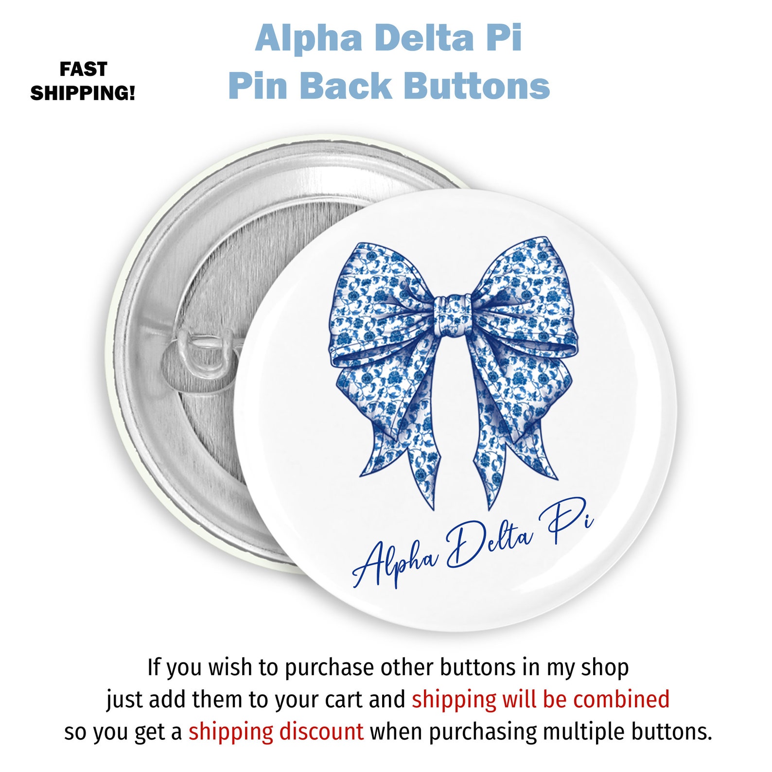 Alpha Delta Pi Pin-back Button ADPI Sorority Game Day Button - Etsy