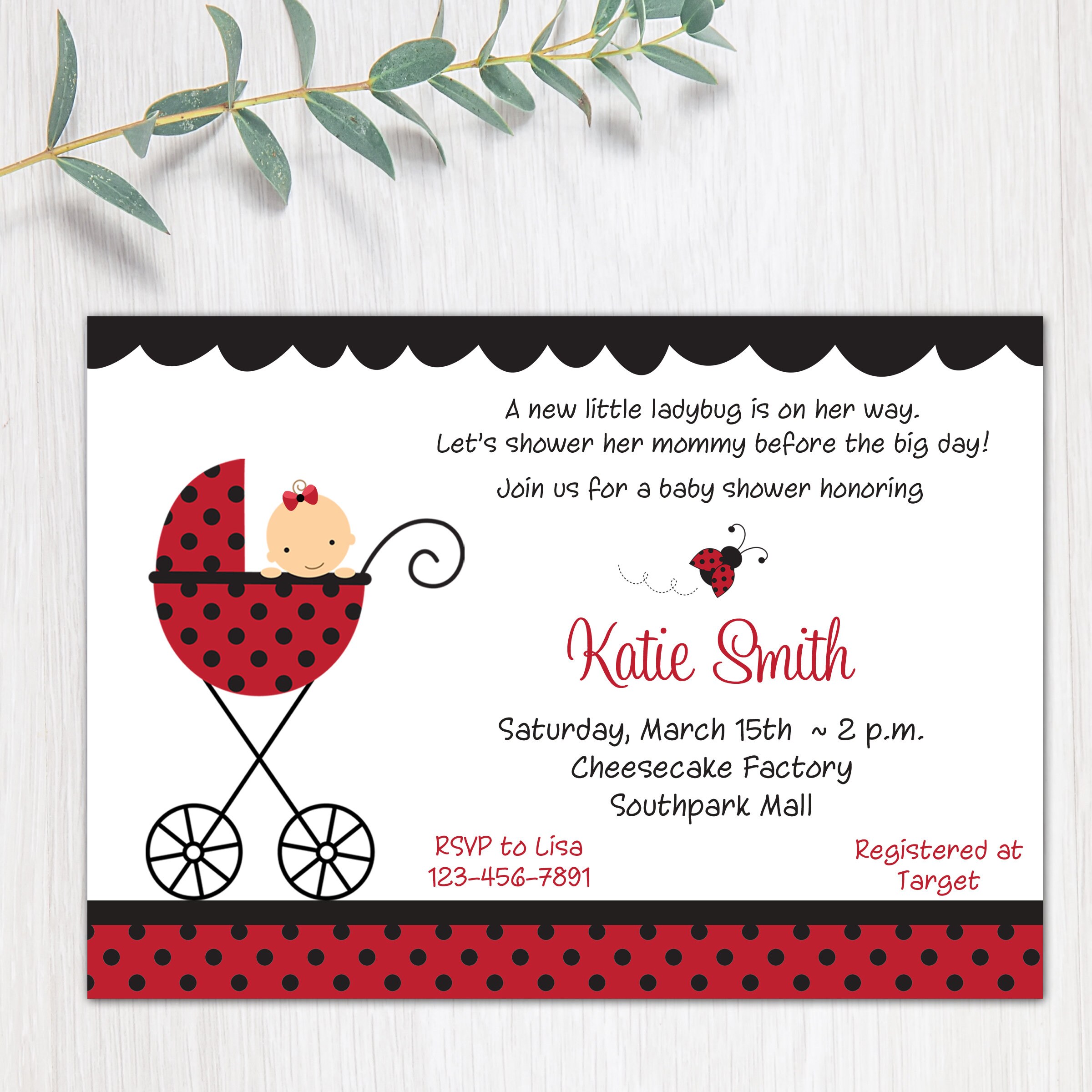 Free Printable Ladybug Baby Shower Invitations Templates