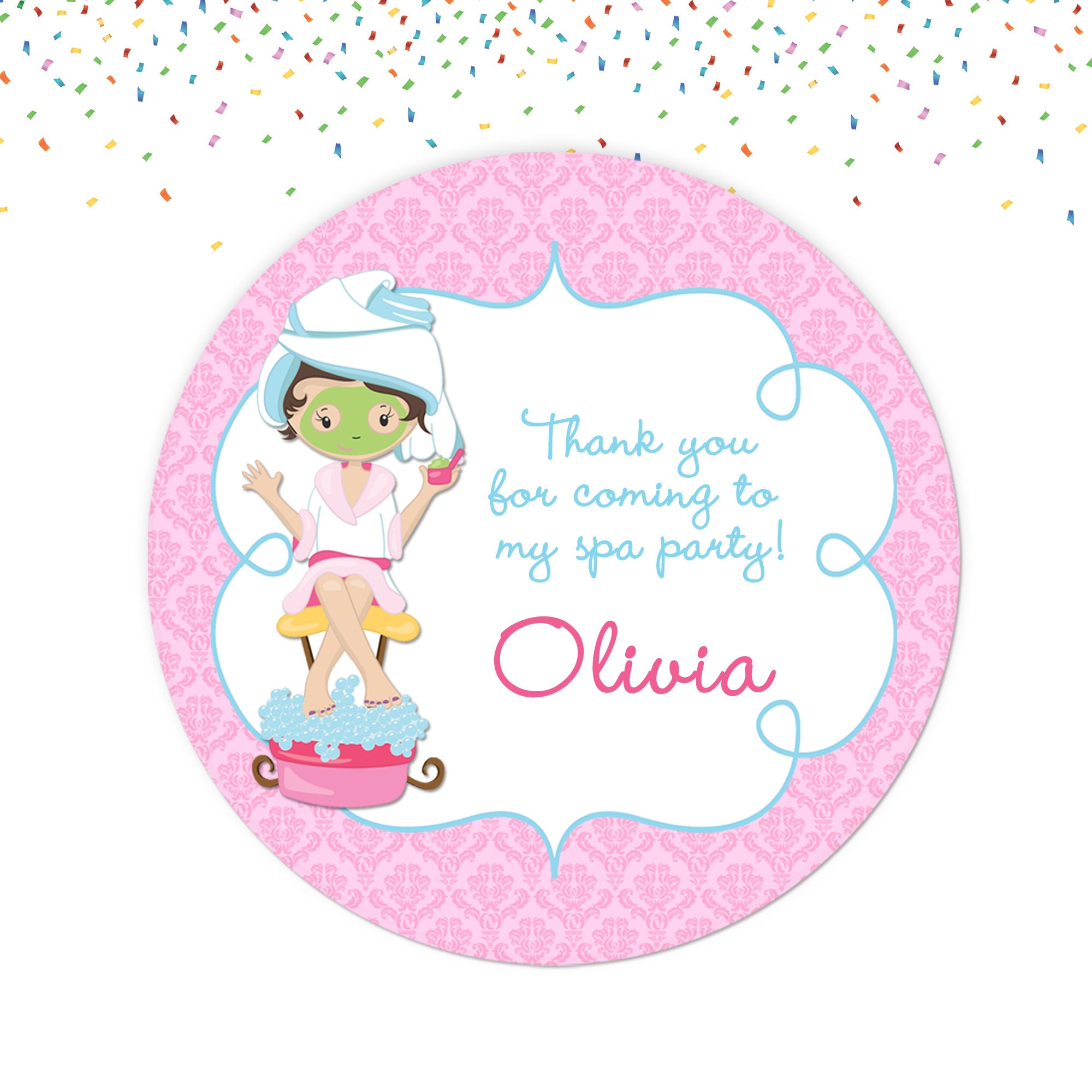 Spa Party Sticker Personalized Birthday Sticker Spa Sticker - Etsy UK