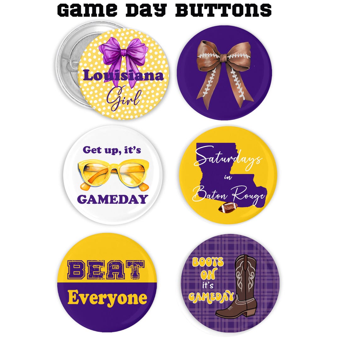 Gameday Buttons Football Game Day Buttons for College Games - Etsy