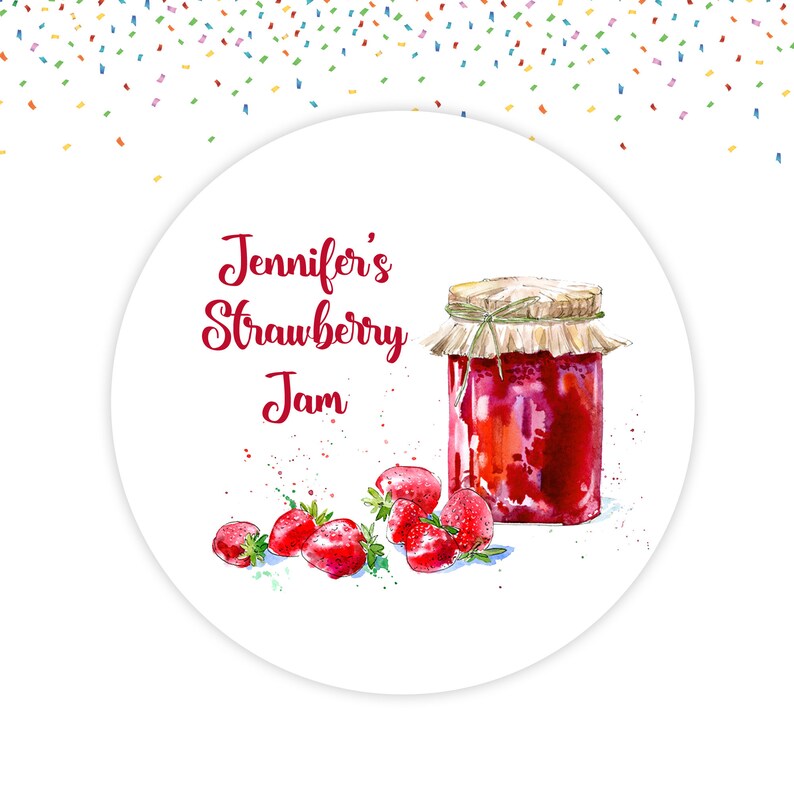 Strawberry Jam Sticker Personalized Jam Stickers Strawberry Jam Printed ...
