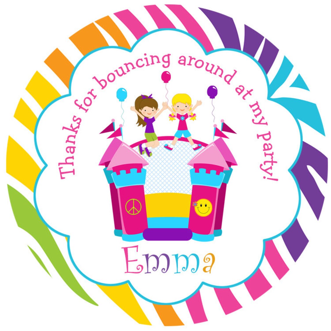 Bounce House Birthday Party Stickers Bounce House Stickers Bouncy House ...