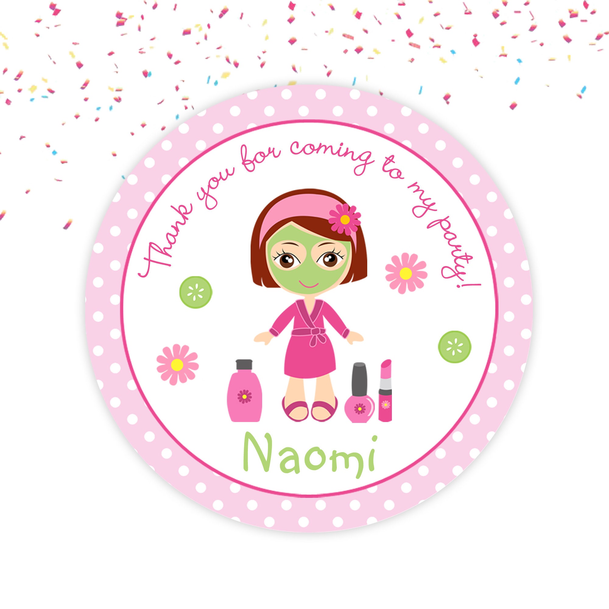 Spa party Sticker Spa Party Favor Tag Printed on STICKERS OR | Etsy