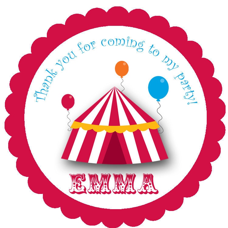 Circus Party Sticker Personalized Birthday Sticker Favor - Etsy