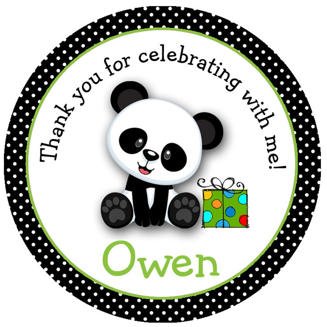 Panda Sticker Panda Birthday Party Sticker Panda Favor Tag - Etsy