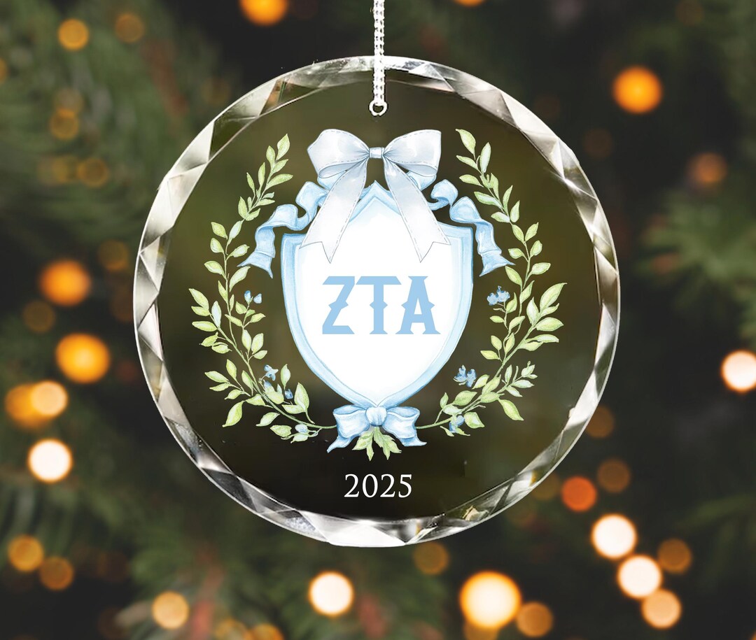 Zeta Tau Alpha Sorority Ornament Crystal Cut Glass Ornament GIFT BOX ...