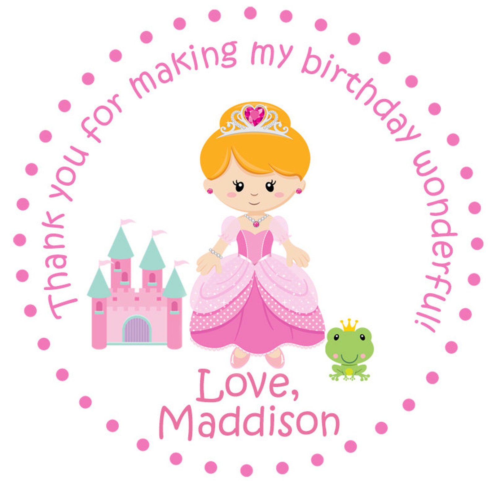 Princess Birthday Party Sticker Personalized Birthday - Etsy