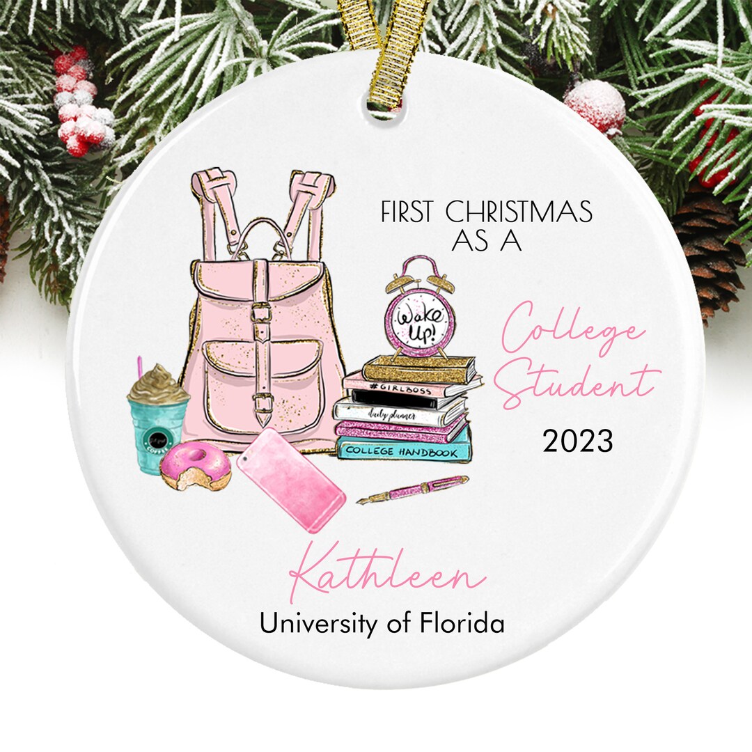 Gift for College Student First Semester at College Christmas Ornament ...