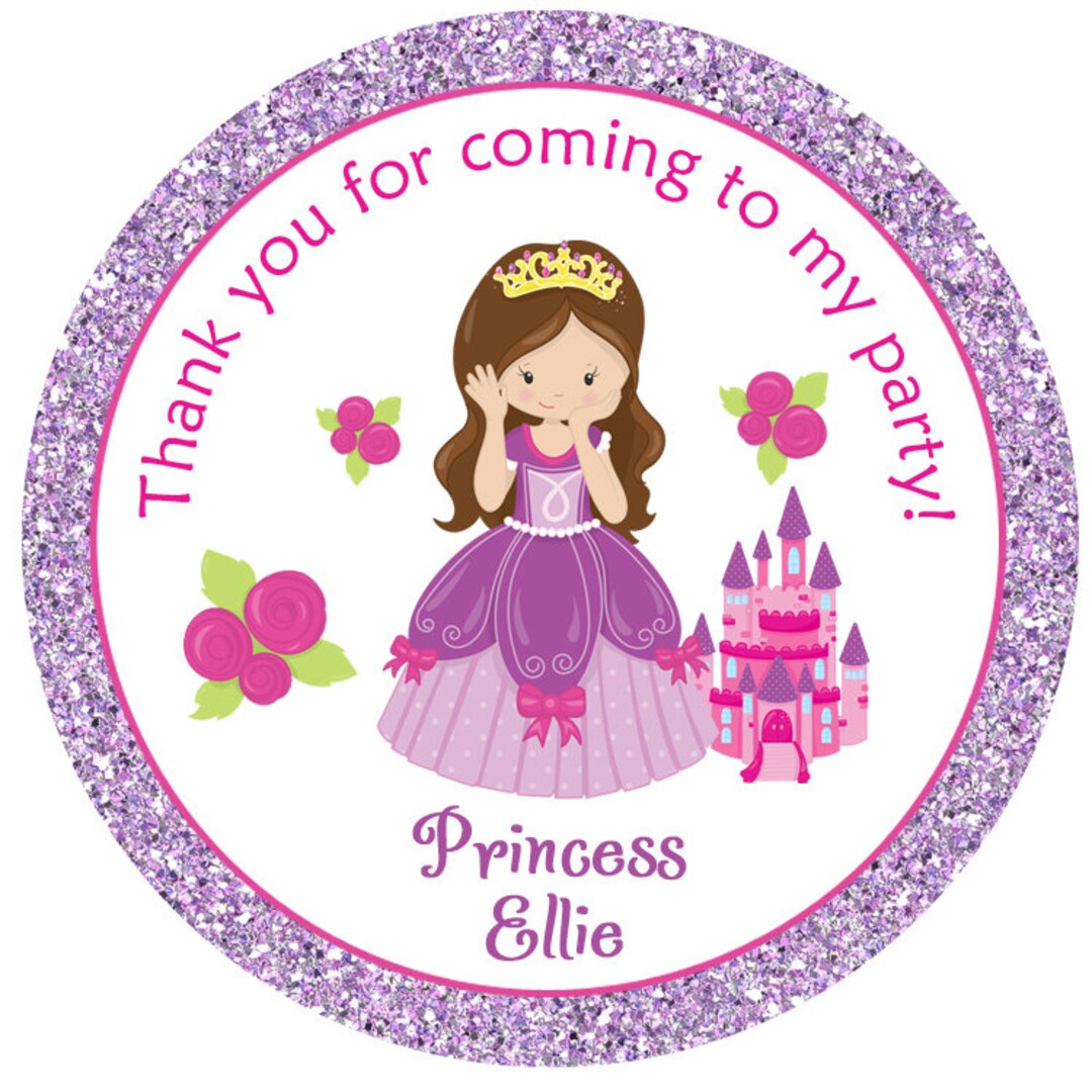 Princess Birthday Party Sticker Personalized Birthday - Etsy