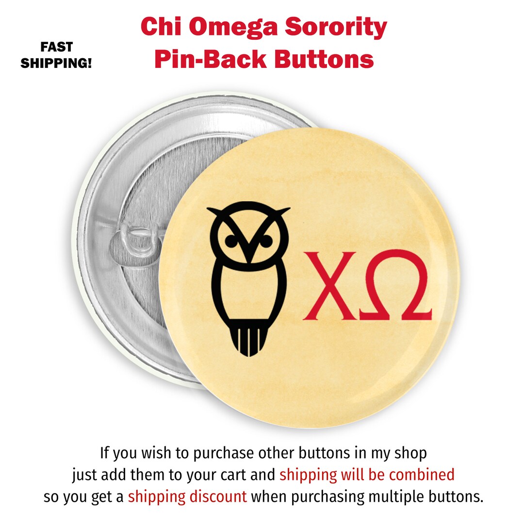 Chi Omega Pin-back Button Chi Omega Sorority Game Day Button Chi Omega ...