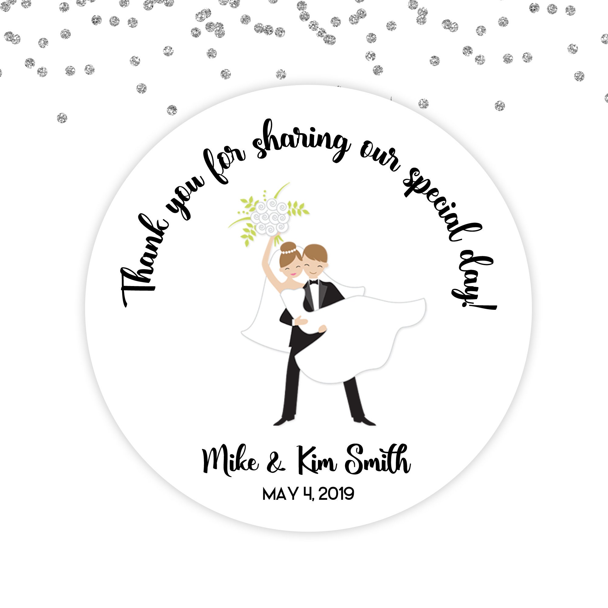 Wedding Sticker Wedding Favor Tags Bride and Groom Sticker | Etsy