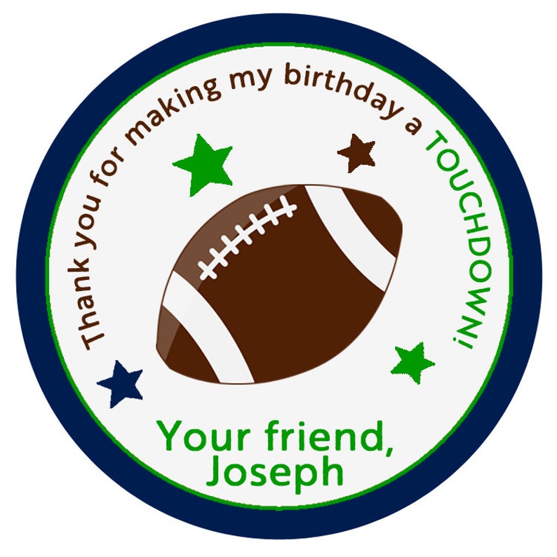 Football Birthday Sticker Football Birthday Party Favor Tag - Etsy