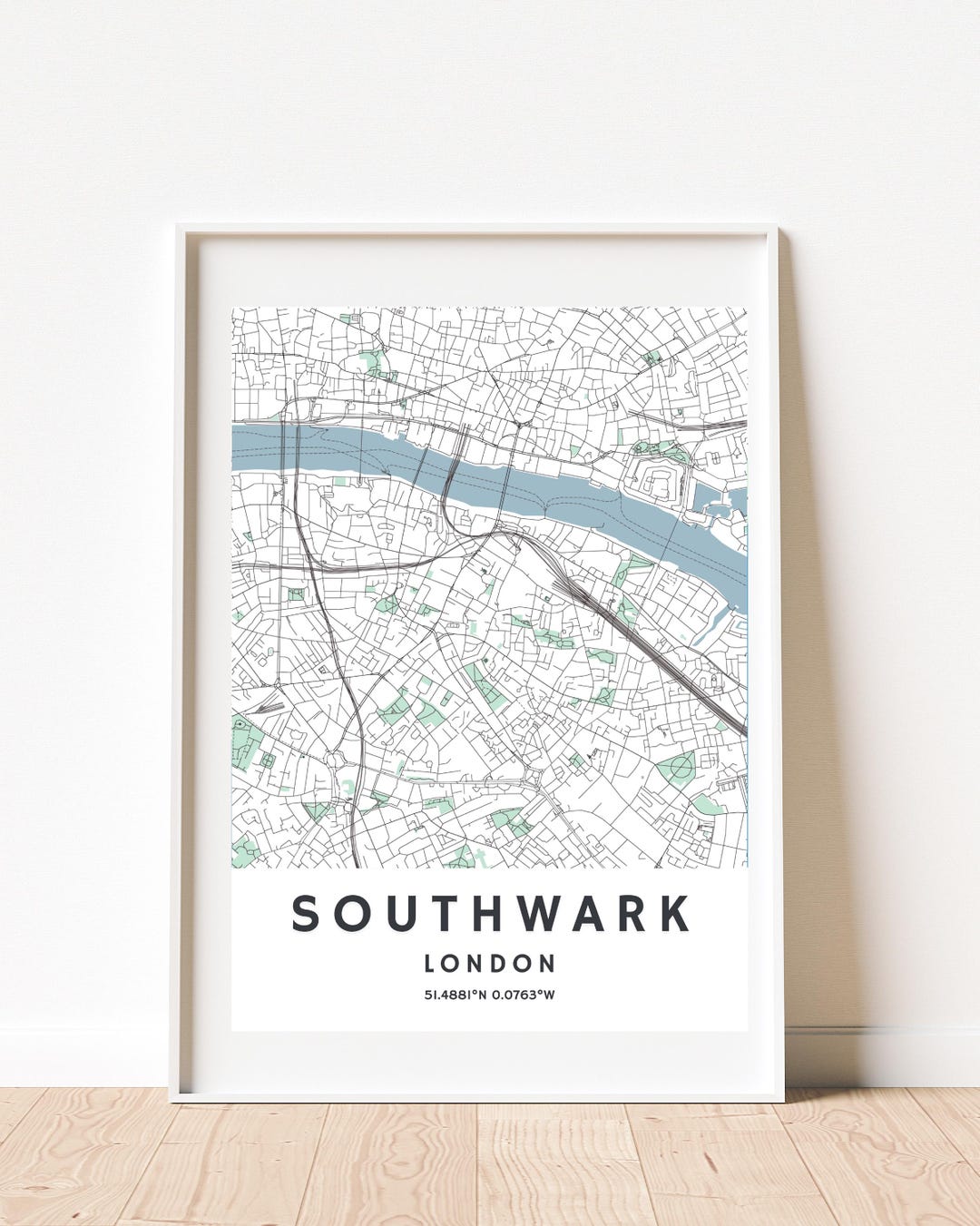 SOUTHWARK, LONDON Map With BLACK Text, London Wall Map Art, Gift City ...