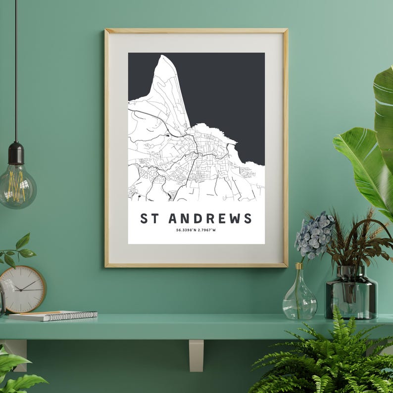 ST ANDREWS, SCOTLAND Map, Modern City Map, Wall Art, Digital Download ...