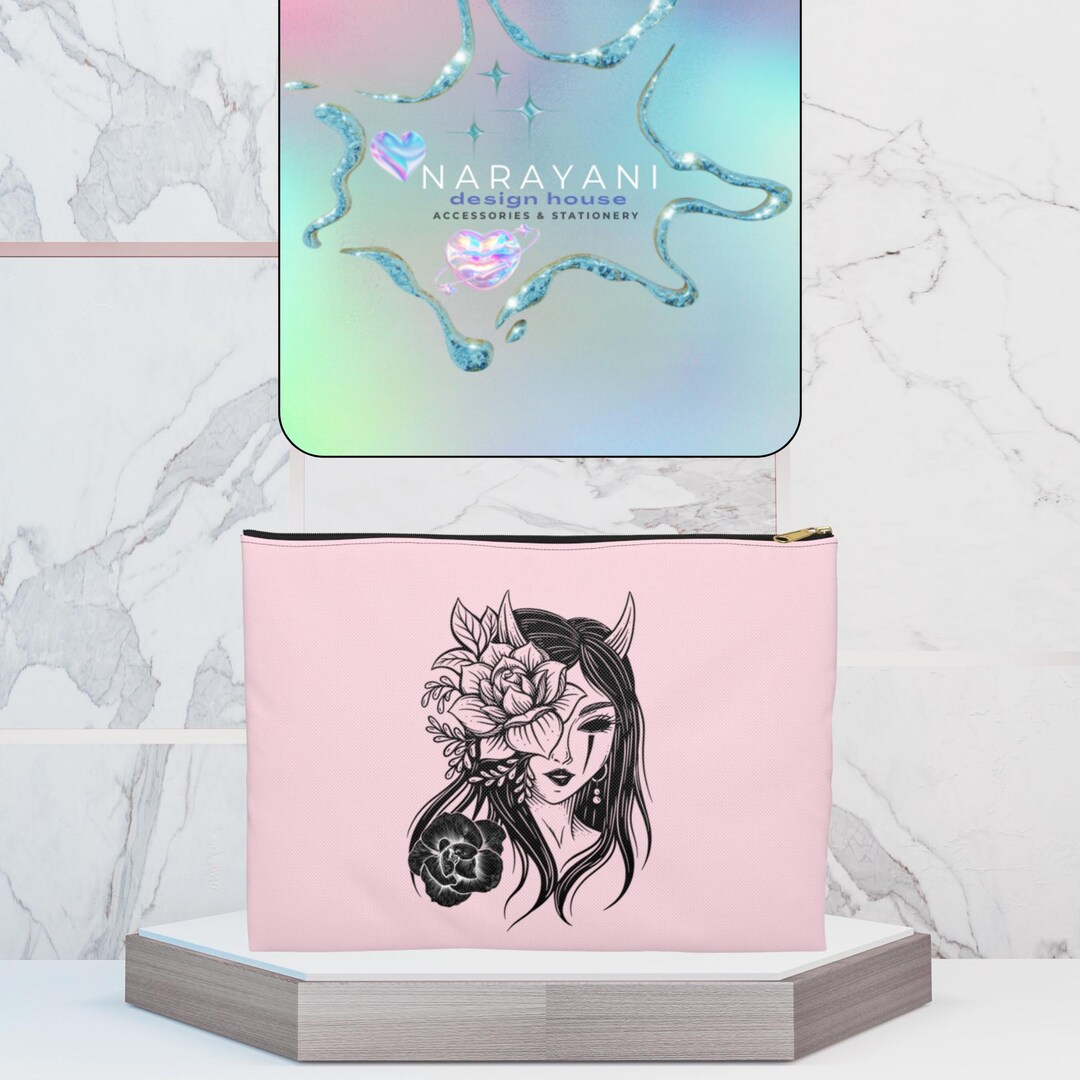 Floral Demon Baddie Anime Girl Accessory Pouch or Bag for Makeup ...