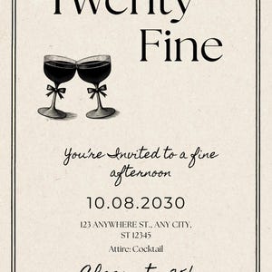 Twenty Fine 25th Birthday Invitation Template | Editable Digital Invite ...