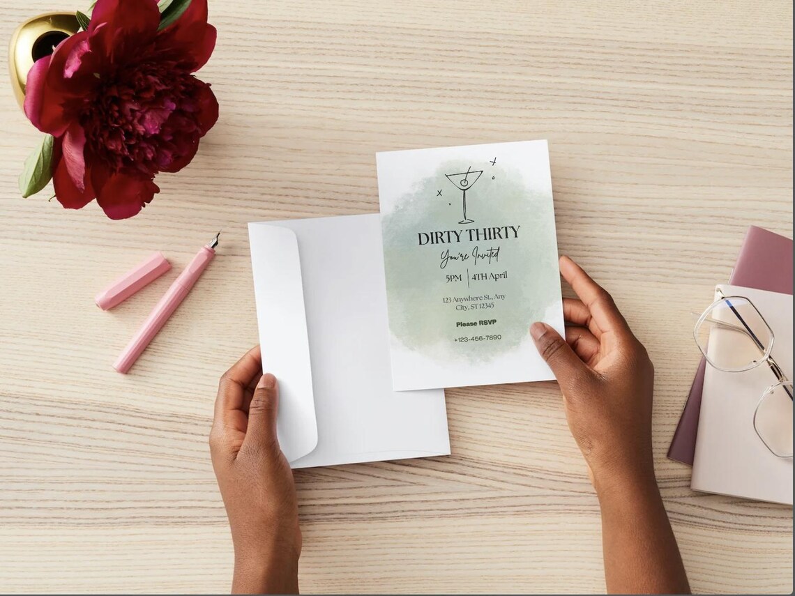 30th Birthday Party Invitations - Dirty Thirty Template - Etsy