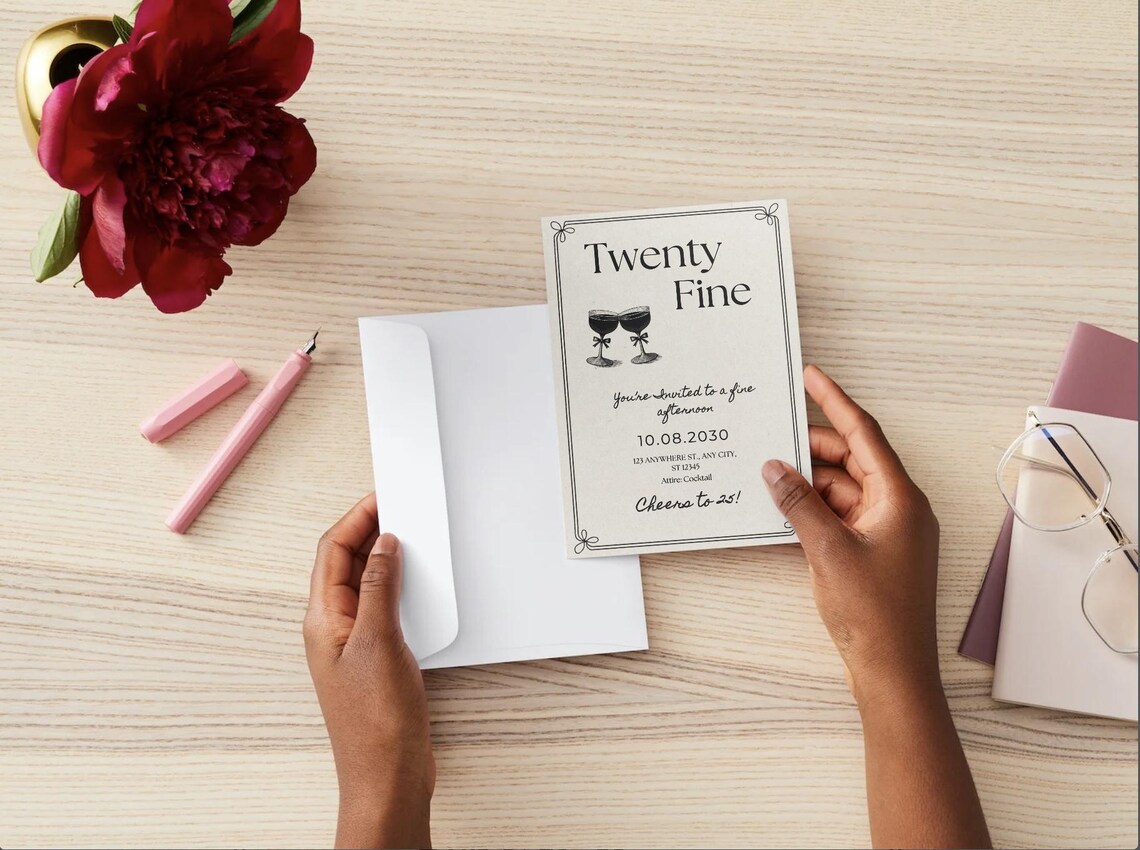 Twenty Fine 25th Birthday Invitation Template | Editable Digital Invite ...