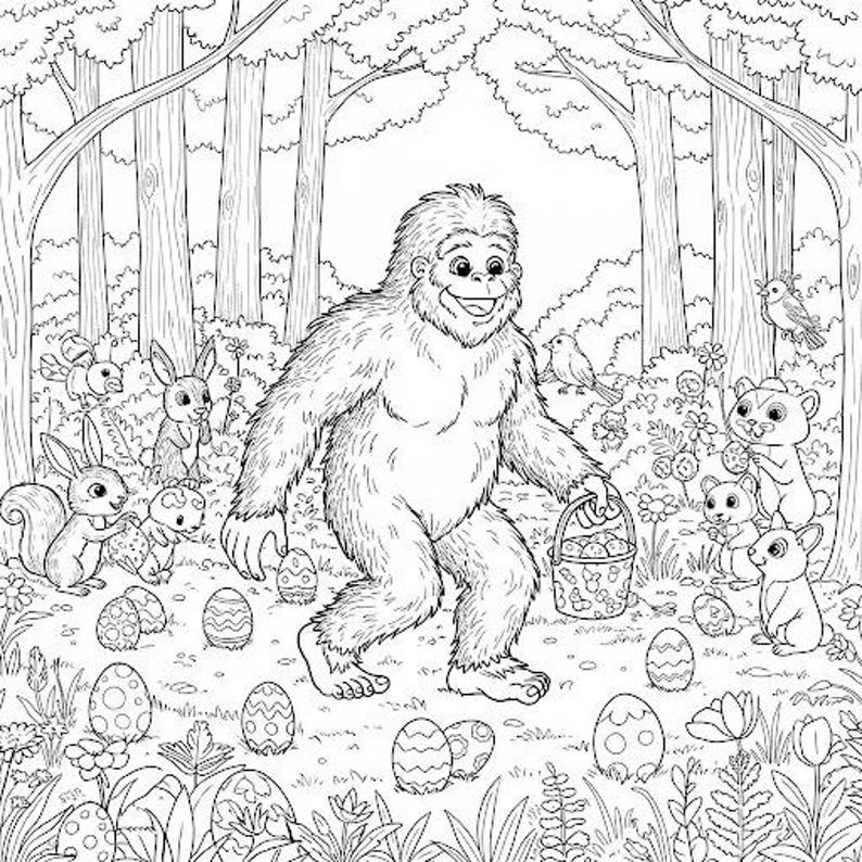 Bigfoot Easter Coloring Pages for Colorong Contests, School, Teachers ...