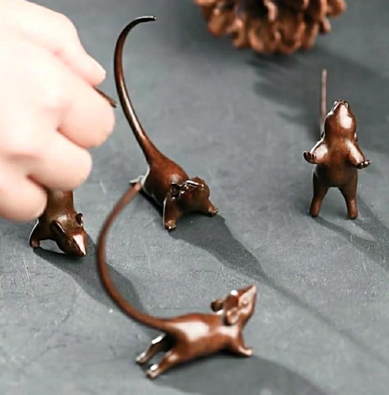 Vintage Bronze Carved Mouse Tea Pet Statue, Home Decortion - Etsy