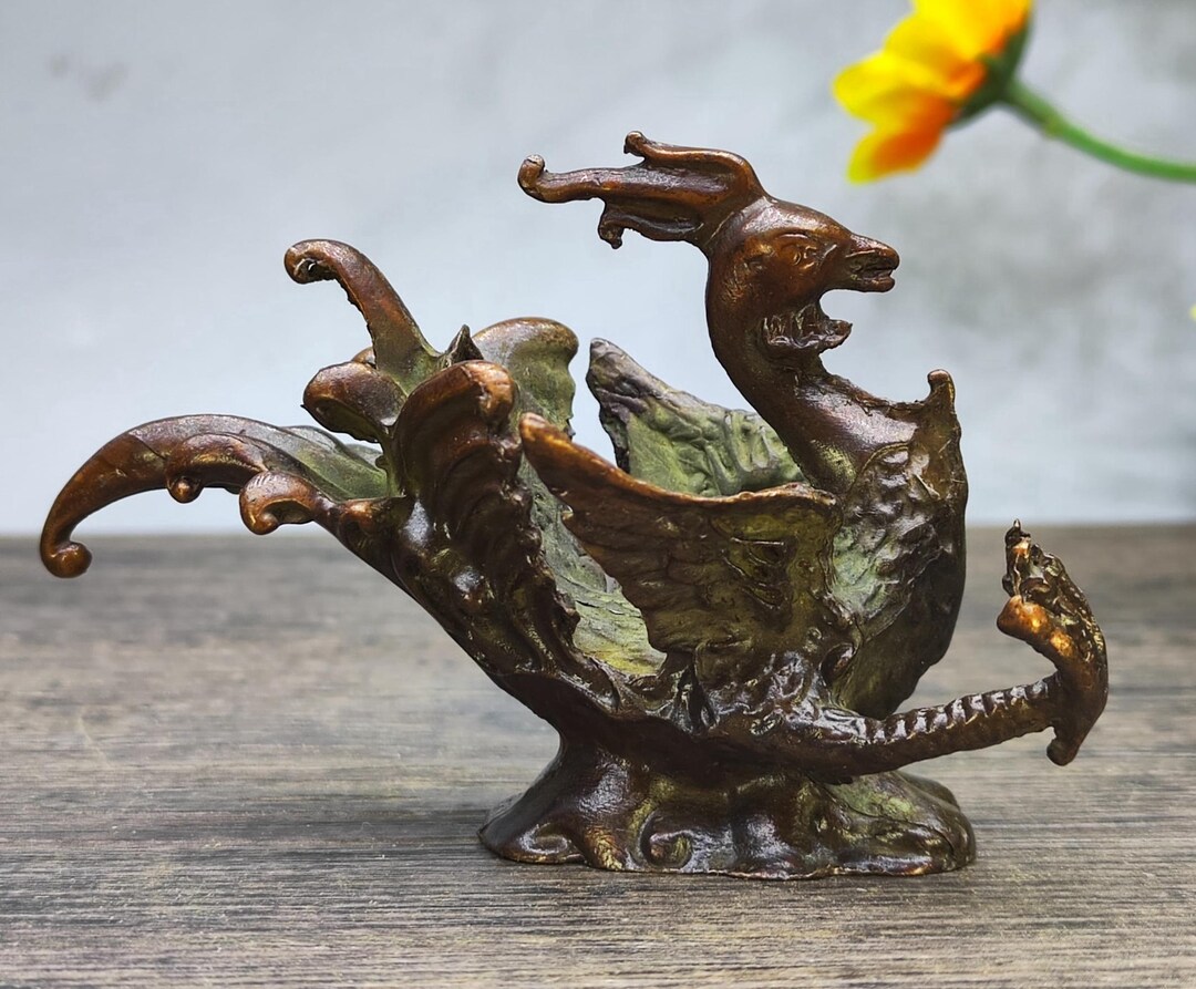 Vintage Bronze Carved Zhuque Tea Pet Statue, Home Decortion, Feng Shui ...