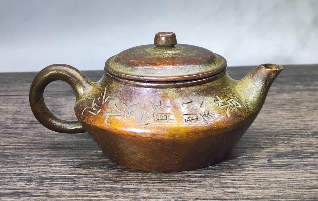 Vintage Bronze Carved Teapot, Feng Shui Statue - Etsy
