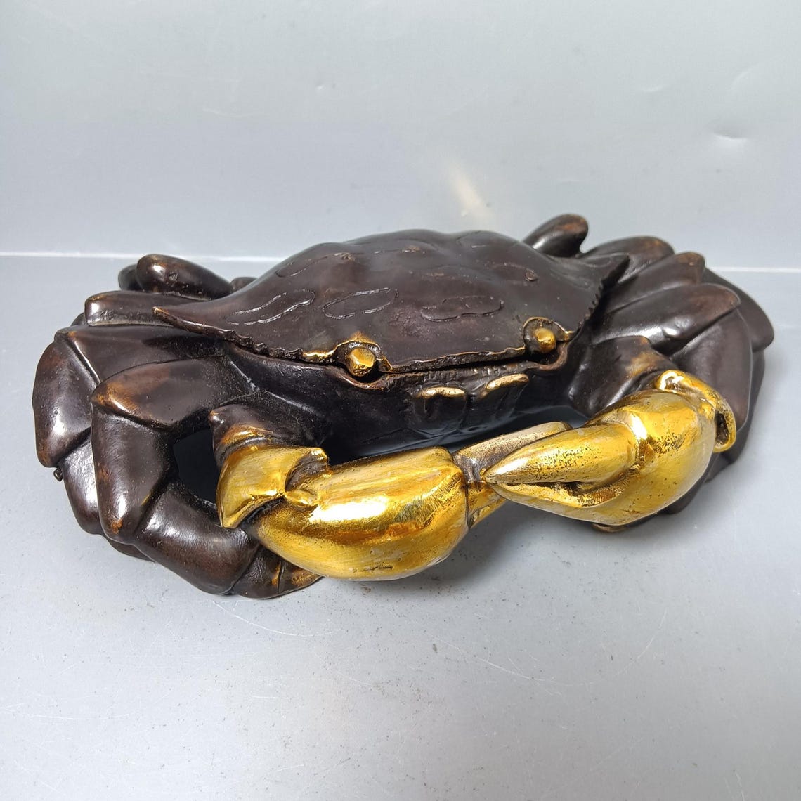 Vintage Brass Carved Crab Statue, Home Decortion, Feng Shui Statue - Etsy