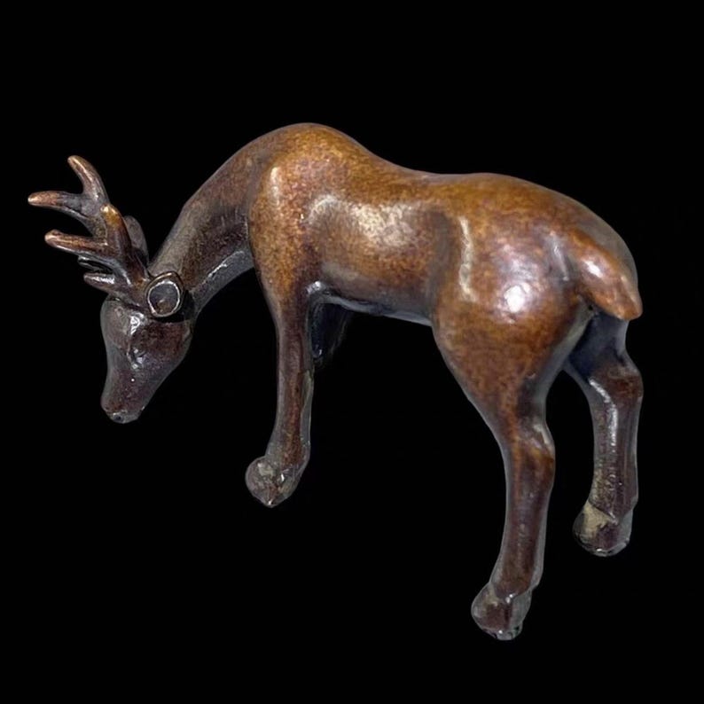 Vintage Bronze Carved Deer Tea Pet Statue, Home Decortion - Etsy