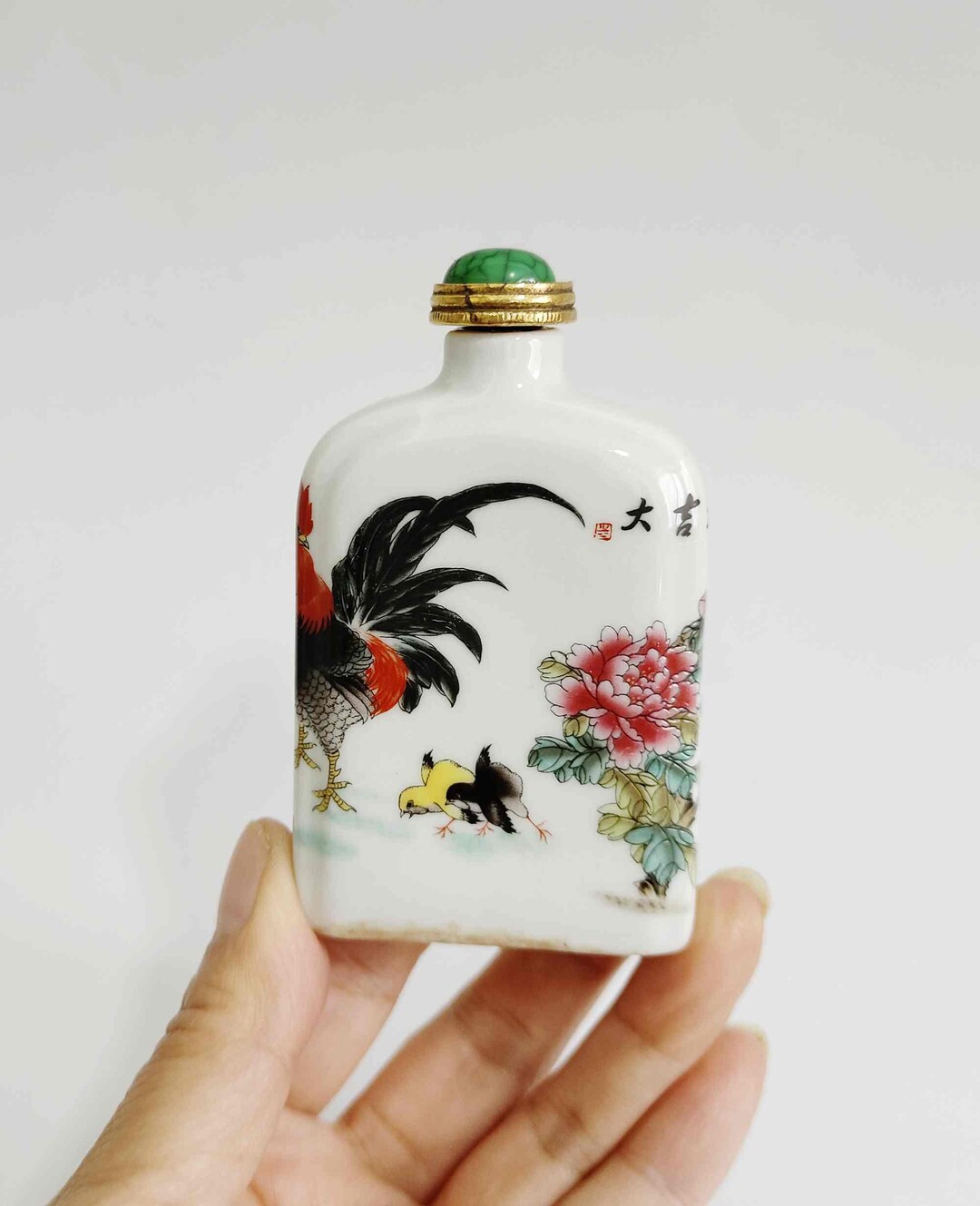 Vintage Ceramic Carvings Rooster Snuff Bottle - Etsy