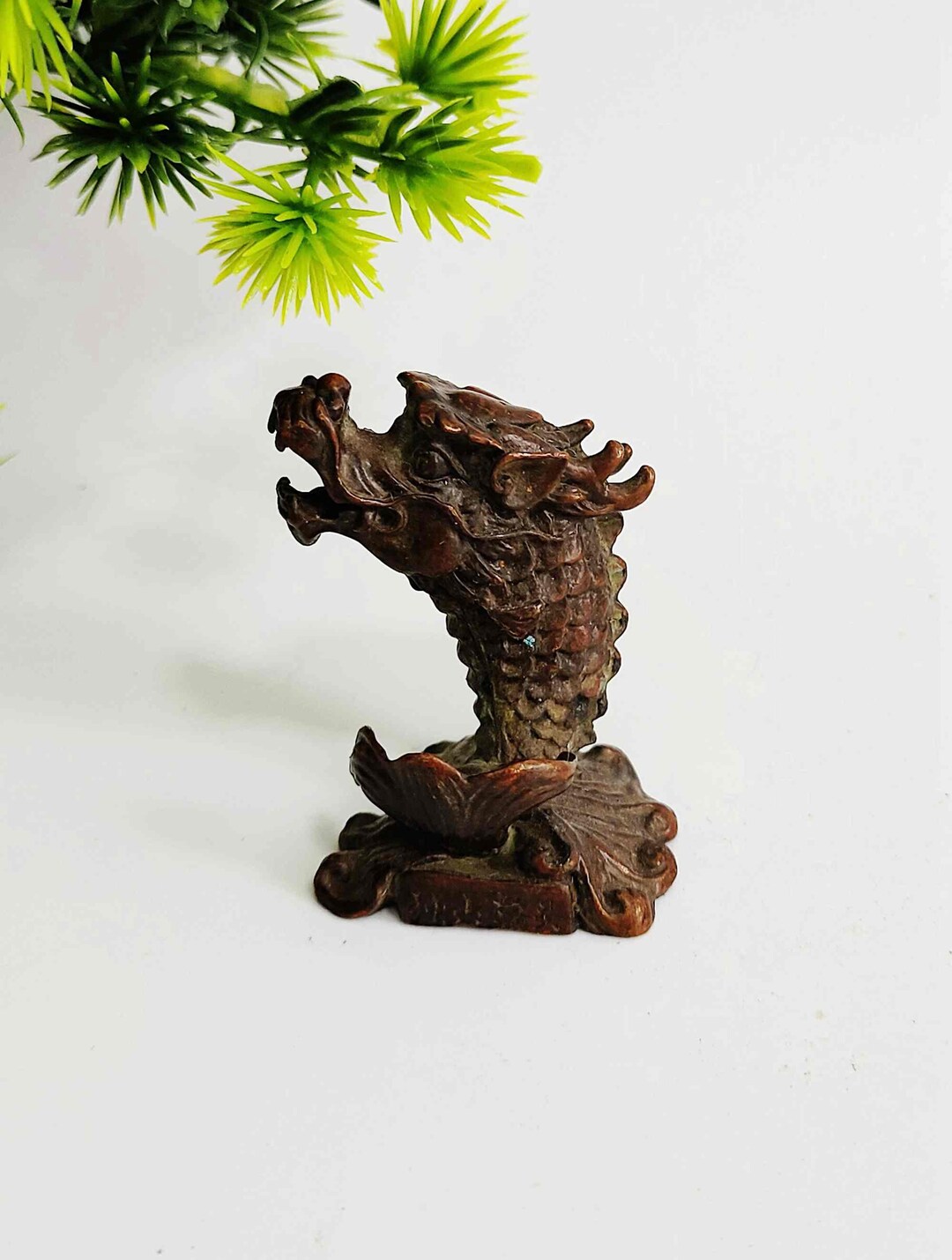 Vintage Brass Carved Dragon Fish Statue, Home Decortion, Feng Shui ...