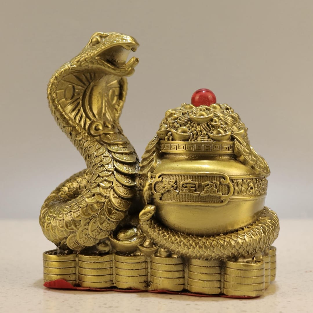 Vintage Brass Carved Snake Statue, Home Decortion, Feng Shui Statue - Etsy