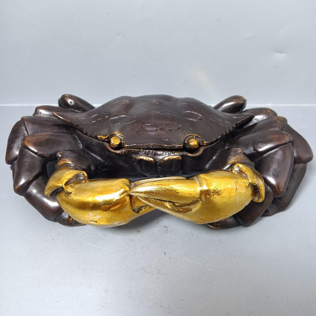Vintage Brass Carved Crab Statue, Home Decortion, Feng Shui Statue - Etsy