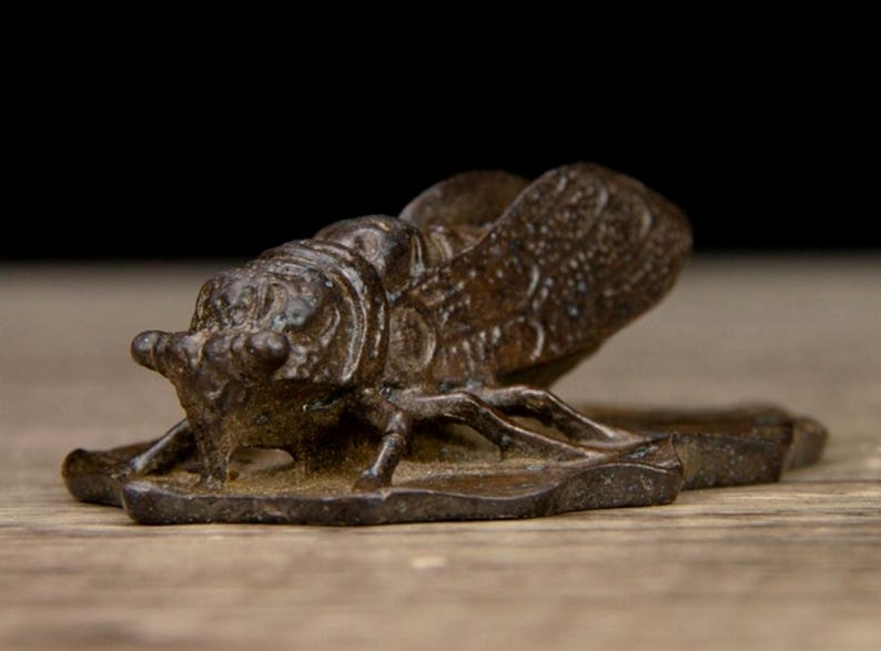 Vintage Bronze Carved Cicada Tea Pet Statue, Home Decortion. Cutlery ...