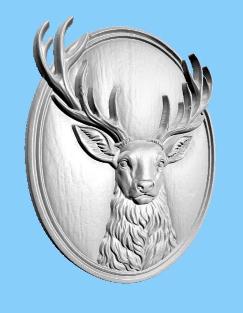 Deer Head CNC 3d STL File – Buck Wall Art Bas Relief for CNC Router ...