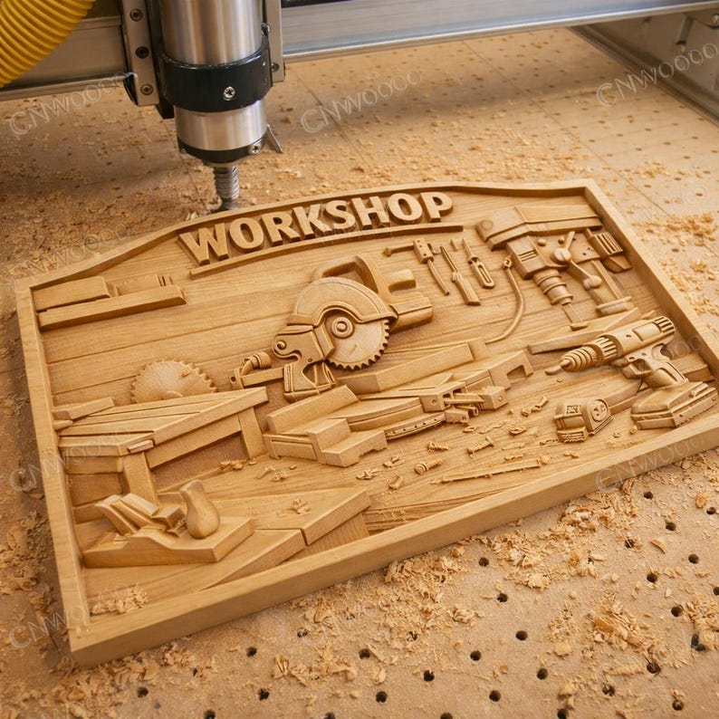 CNC File Workshop Panel Made in America – Wooden Bas-relief for CNC ...