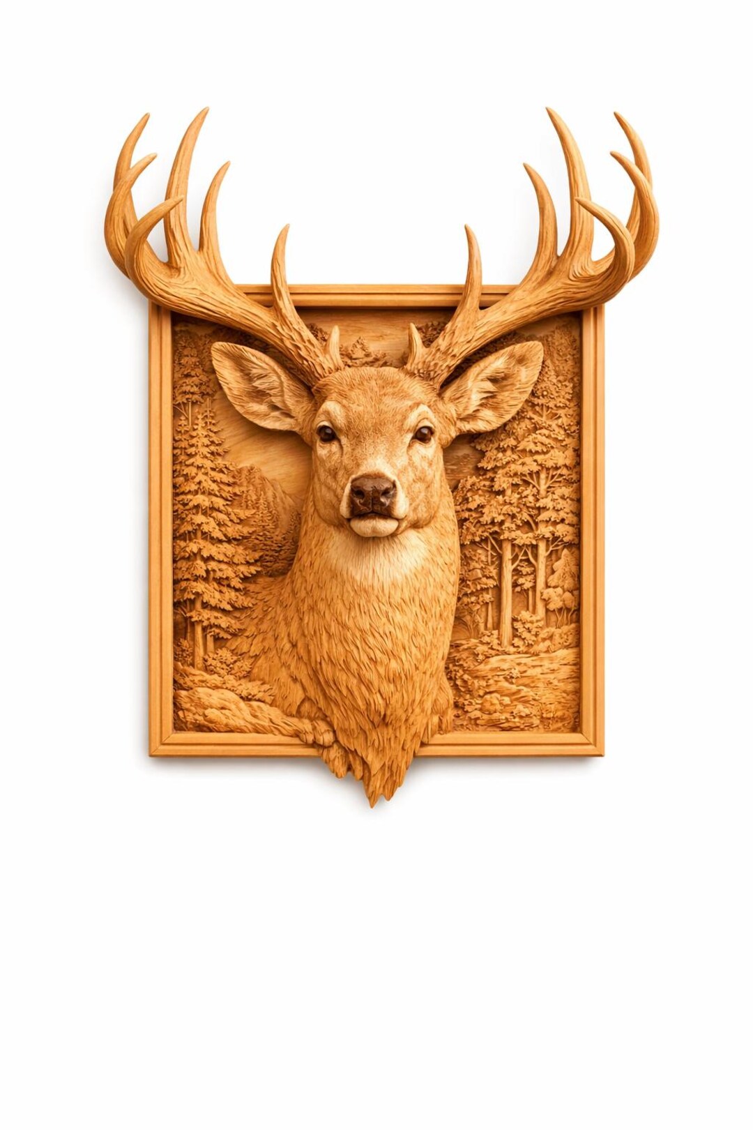 CNC File of a Deer Head, Decorative Wooden Bas-relief, Nature Wall ...