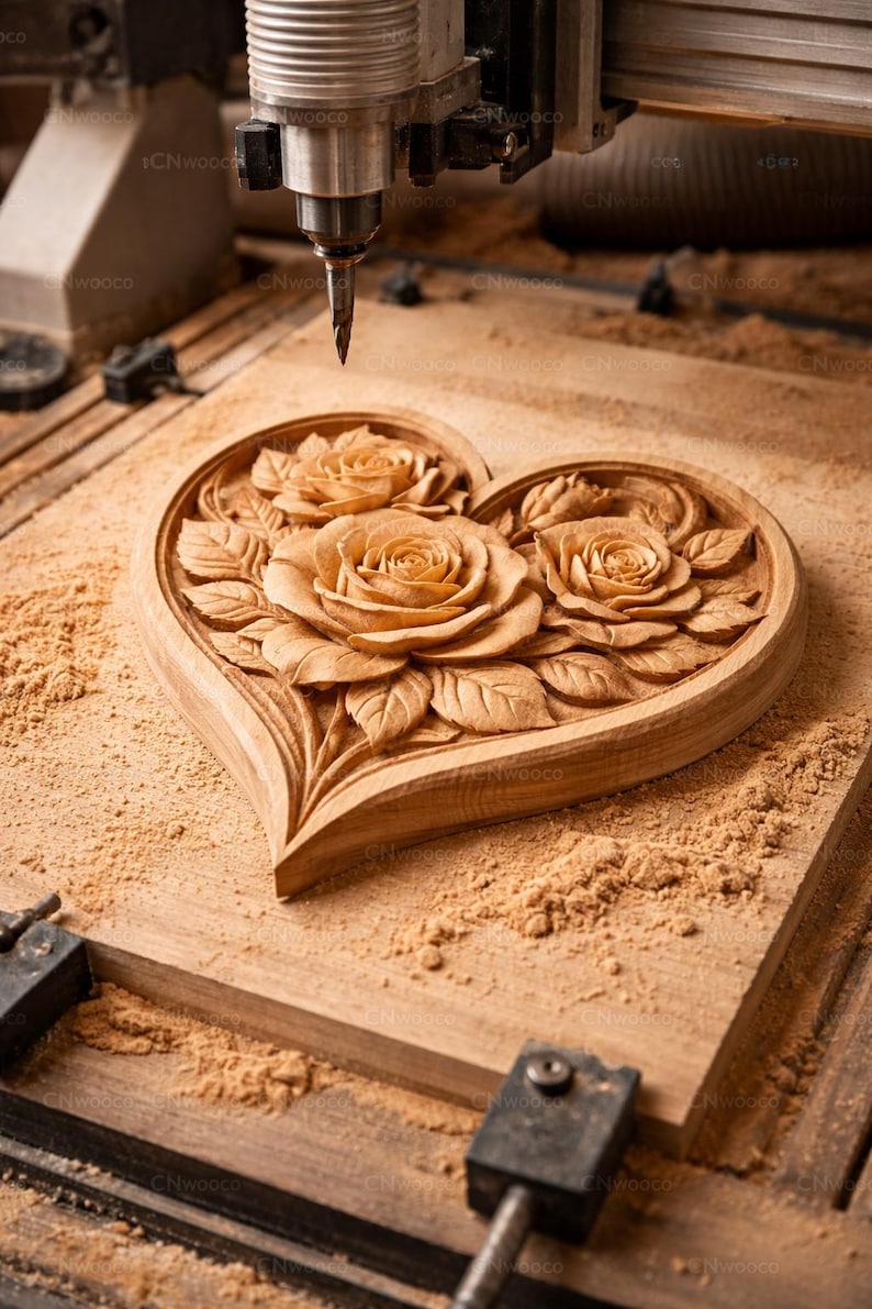 3D CNC Rose Heart Bas Relief STL File for CNC Router Wall Art - Etsy