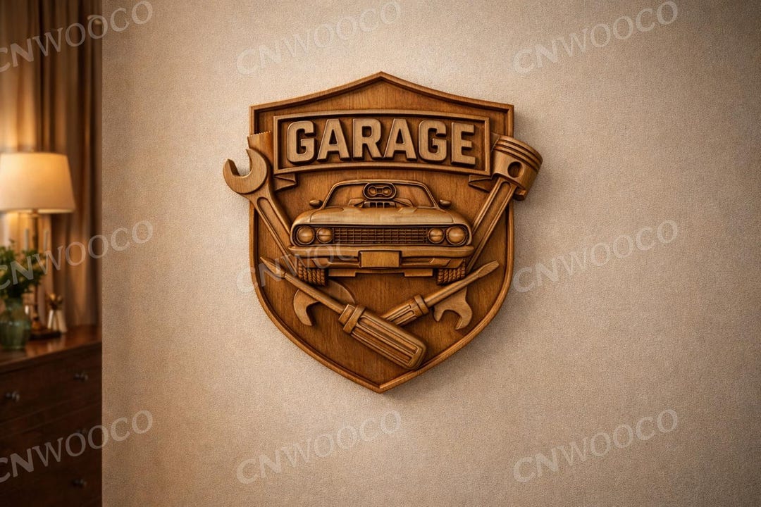 CNC Garage Wall Art – Classic Muscle Car Relief – Mechanic Workshop ...