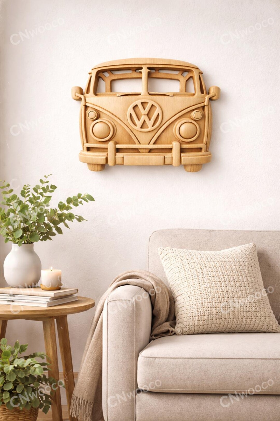 VW Bus Wall Art CNC Relief Wood Carving STL Vintage Camper Van Wall ...