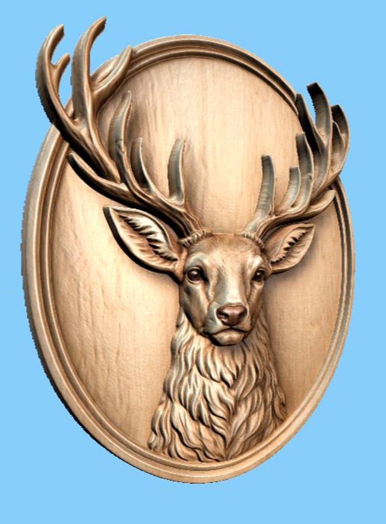 Deer Head CNC 3d STL File – Buck Wall Art Bas Relief for CNC Router ...