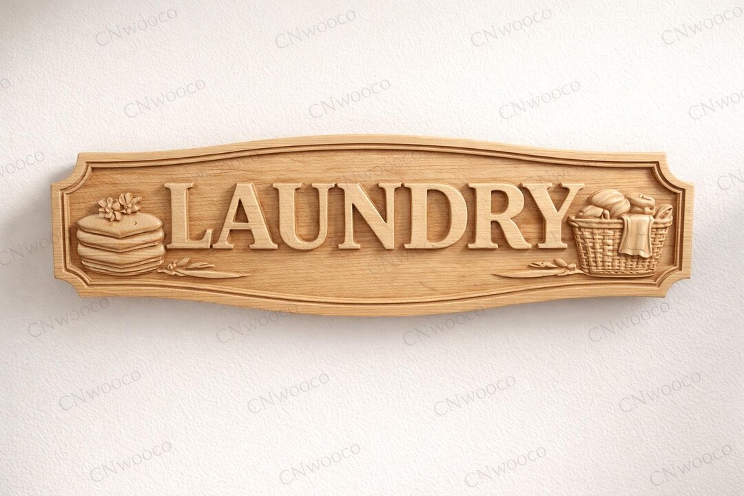 CNC File Laundry Room Sign, Wooden Bas-relief Door, Wall Decoration ...