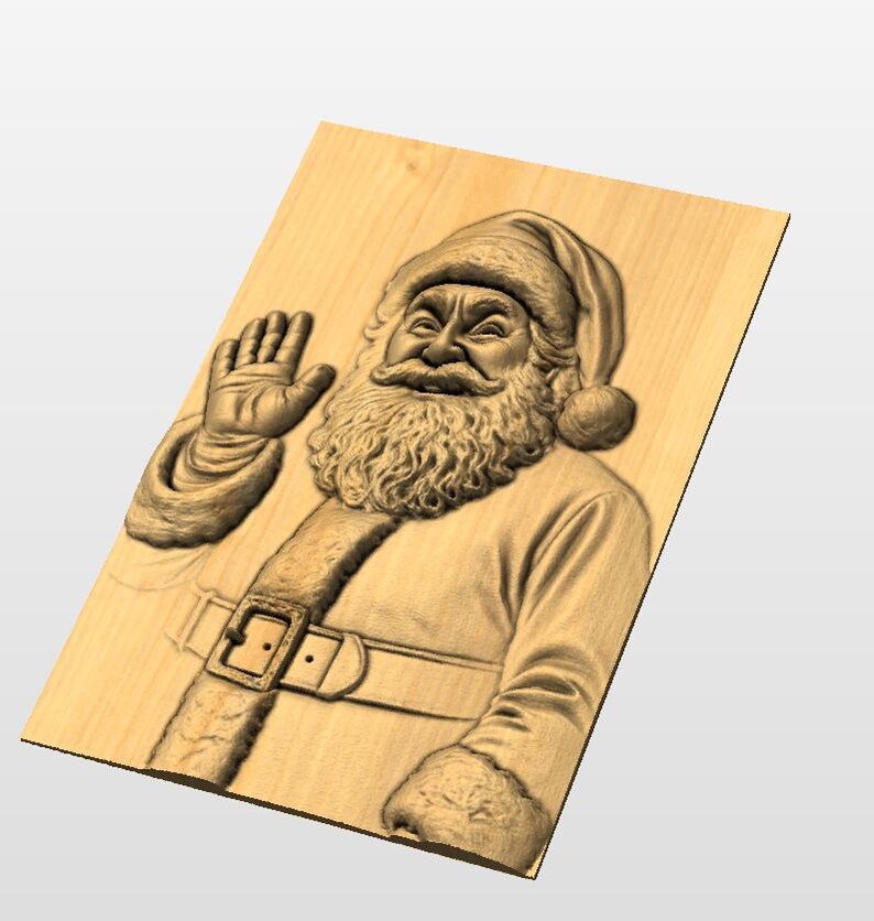 Santa Claus Bas-relief CNC 3D Model of Christmas, 3D Relief, CNC ...