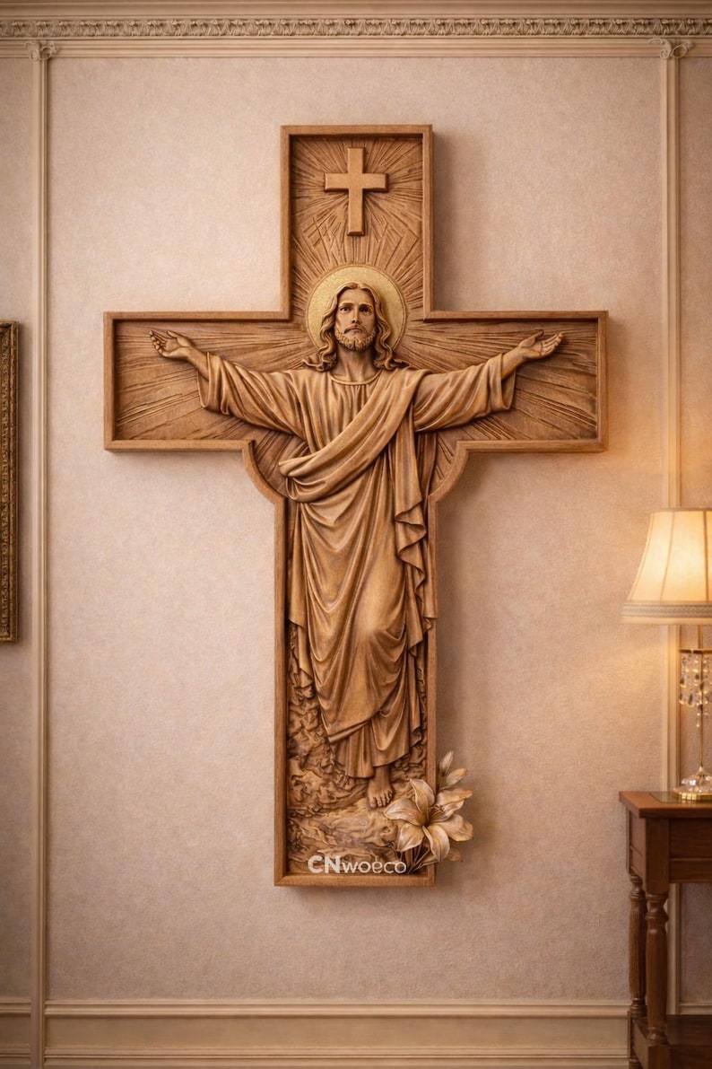 Jesus Christ Cross CNC 3d STL File – Christ Wall Art Bas Relief for CNC ...