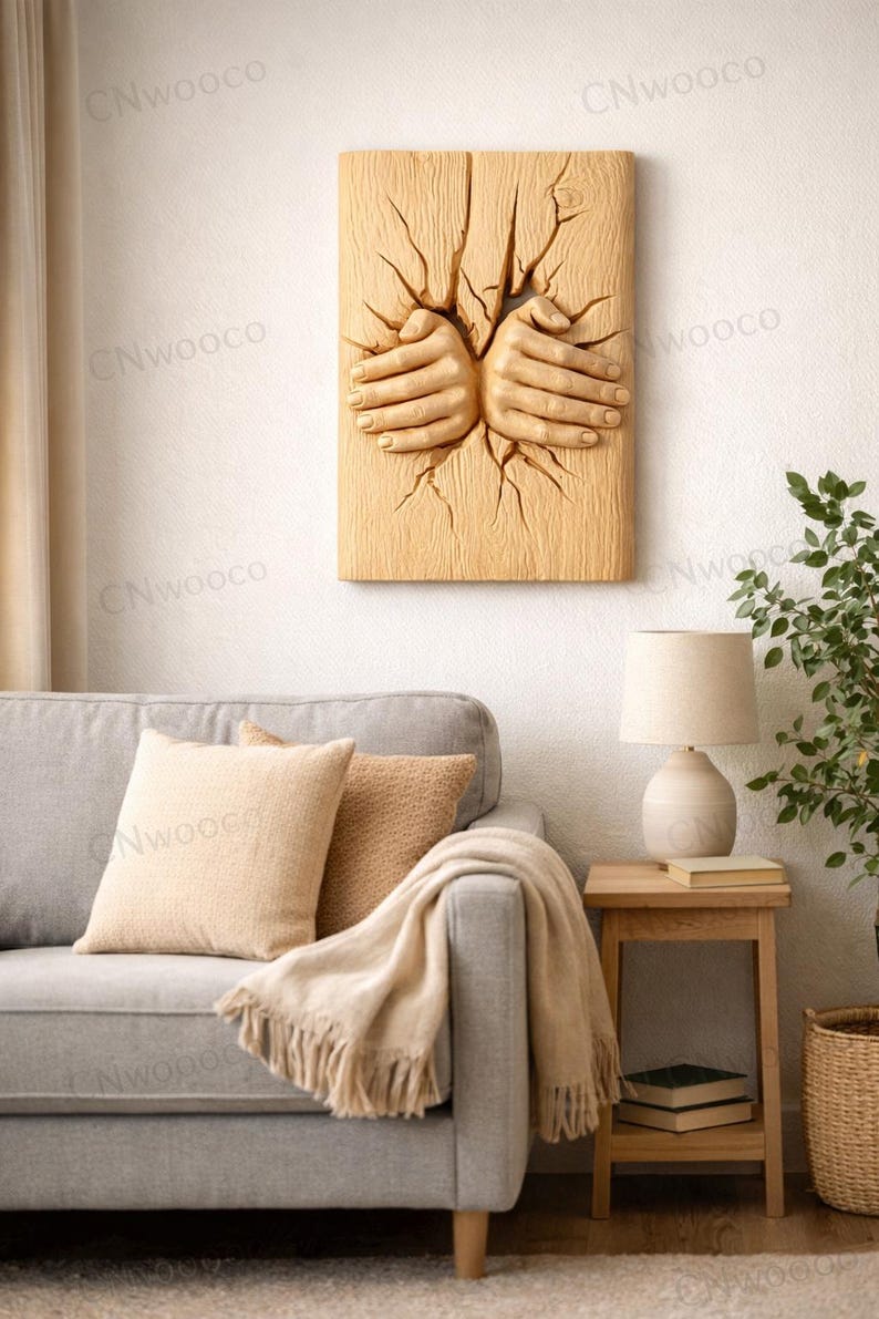 CNC File of Hands Cutting Through Wood – 3D Bas-relief for Wood Carving ...