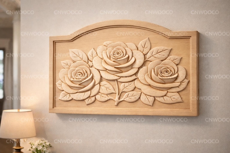 3D CNC Roses Flowers File Bas Relief STL File for CNC Router Wall Art ...