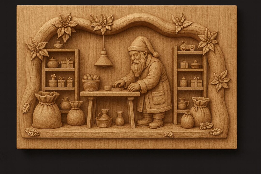 Santa Claus Bas-relief CNC 3D Model of Christmas, 3D Relief, CNC ...